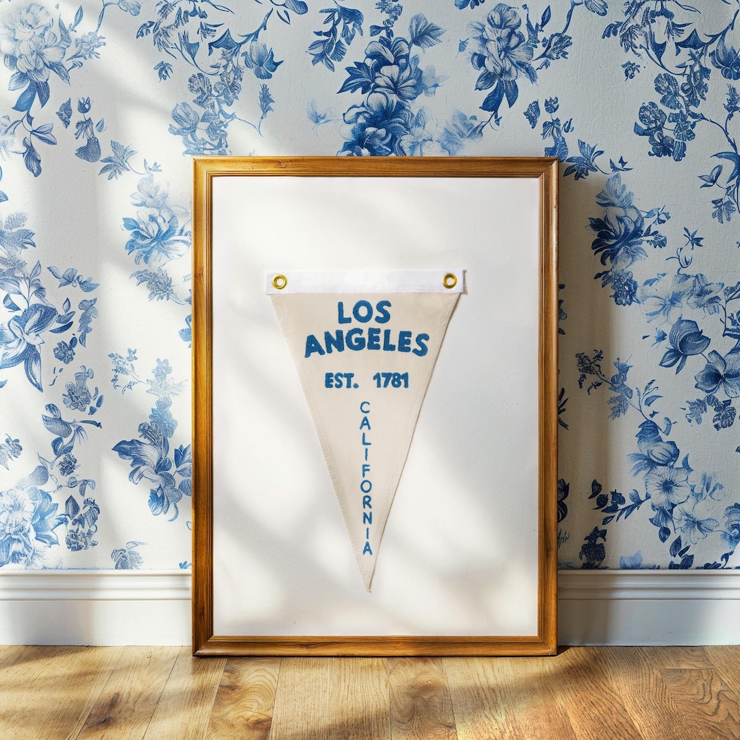 Hand Embroidered Los Angels City Pennant Flag Custom Unique City Name ...