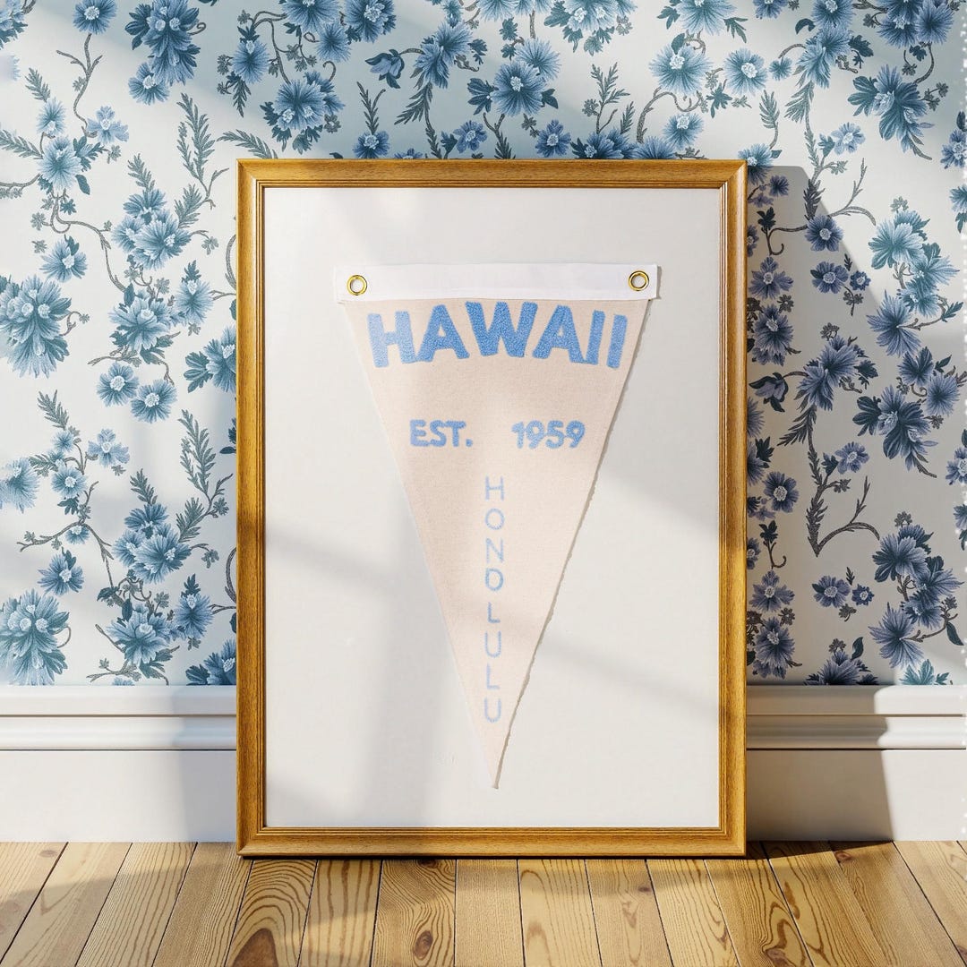 Hand Embroidered Hawaii City Pennant Flag Custom Unique City Name ...