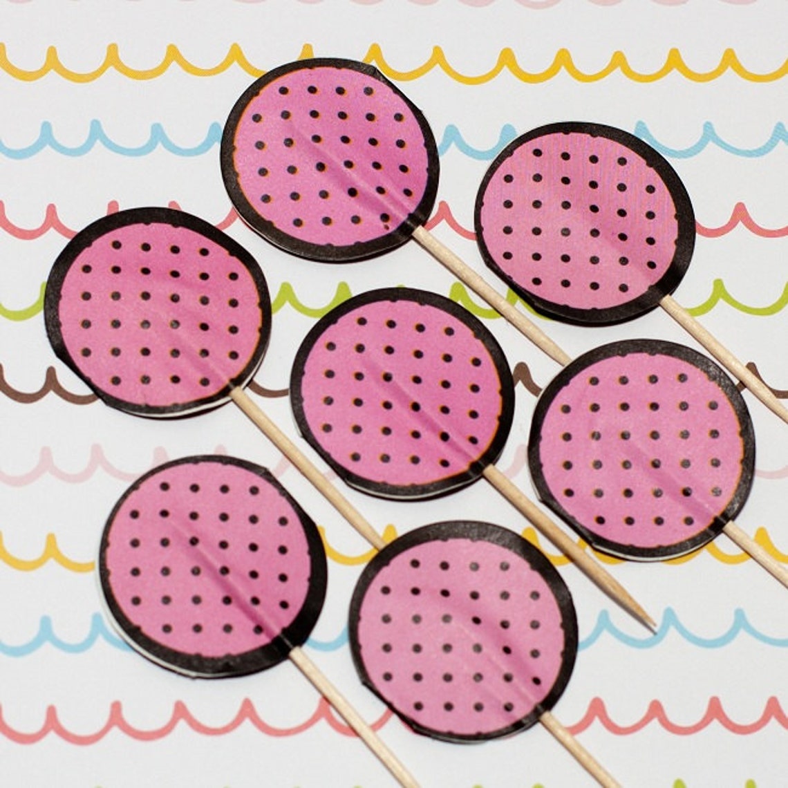 Pink/dark Brown Polka Dot Cupcake Set - Etsy