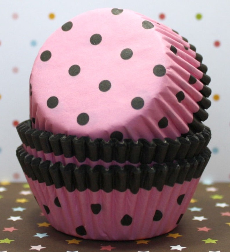 Pink/dark Brown Polka Dot Cupcake Set - Etsy