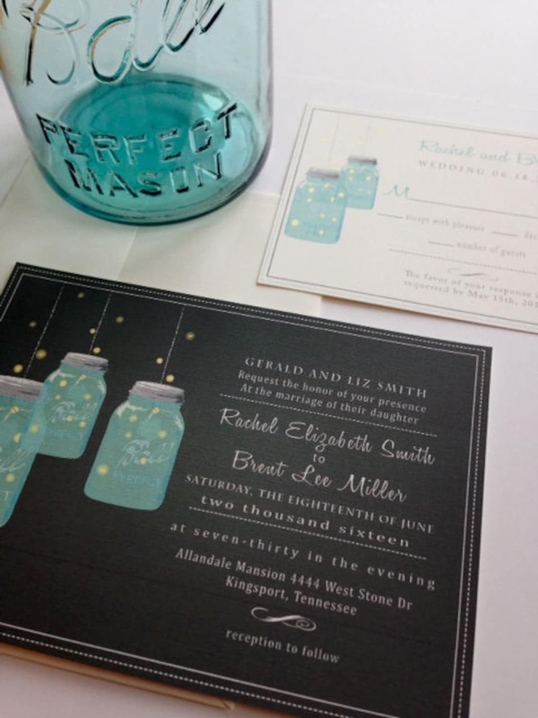 Rustic Mason Jar Wedding Invitation Suite - Etsy