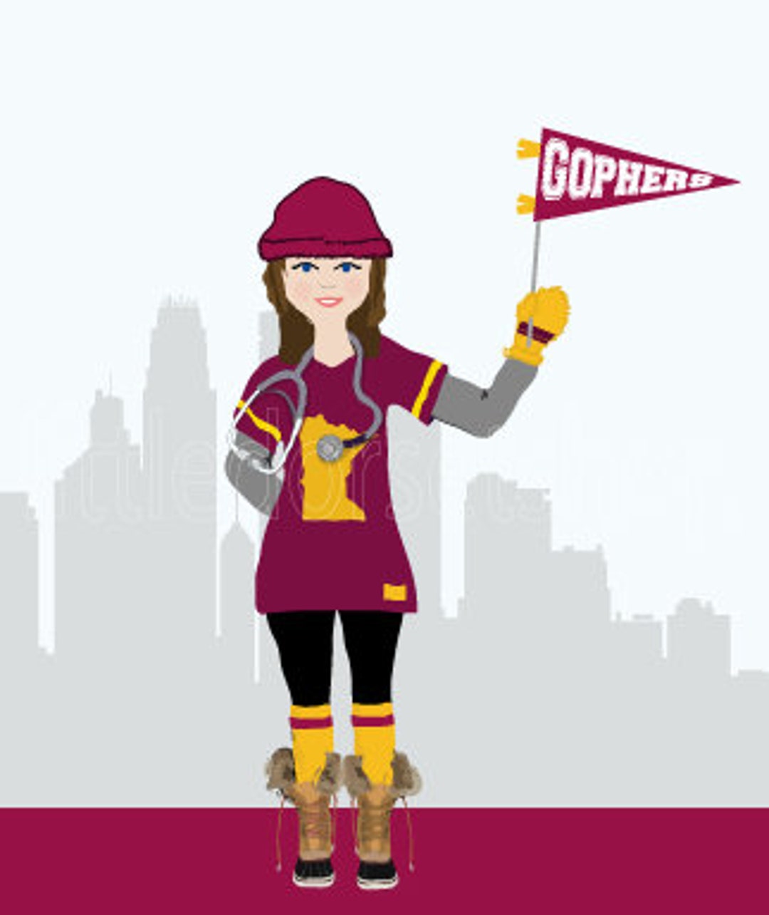 Minnesota Gopher Card // Football Fan Card With Envelope - Etsy