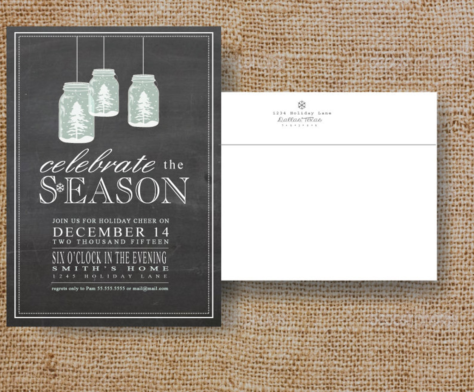 Mason Jar Invitation | Holiday Party Invite | Ball Jar Celebrate the ...