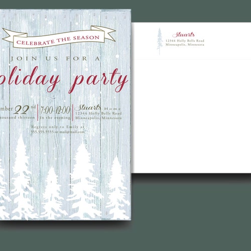 Rustic Christmas Party Invitation Template Editable Holiday - Etsy
