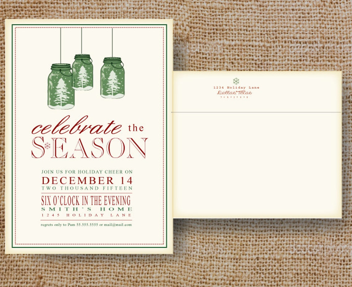 Mason Jar Invitation Holiday Party Invite Ball Jar - Etsy