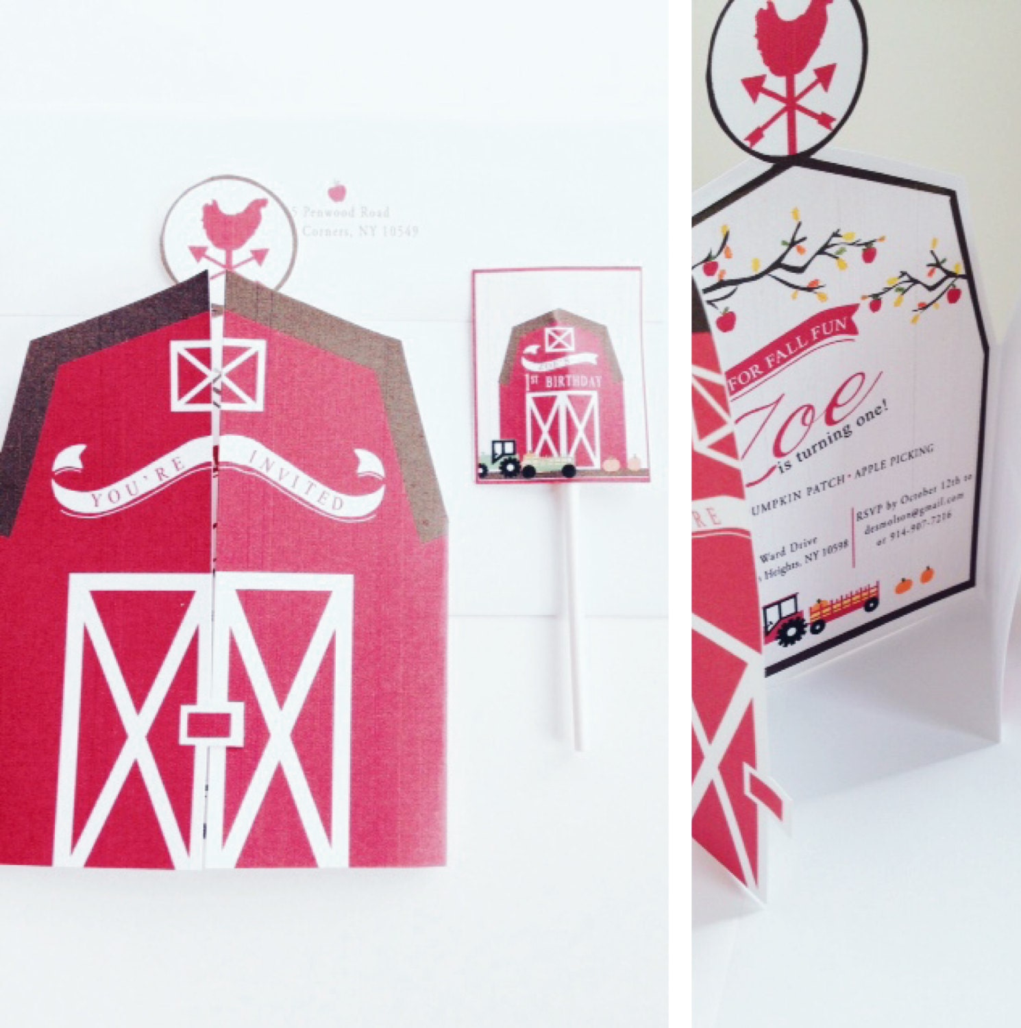 Barn Invitation With Open Flaps // Farm Invitation - Etsy