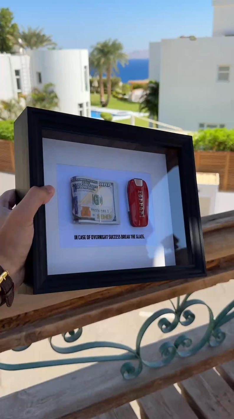 Ferrari, Porsche, BMW Key and Money Framed Decoration - With Your ...