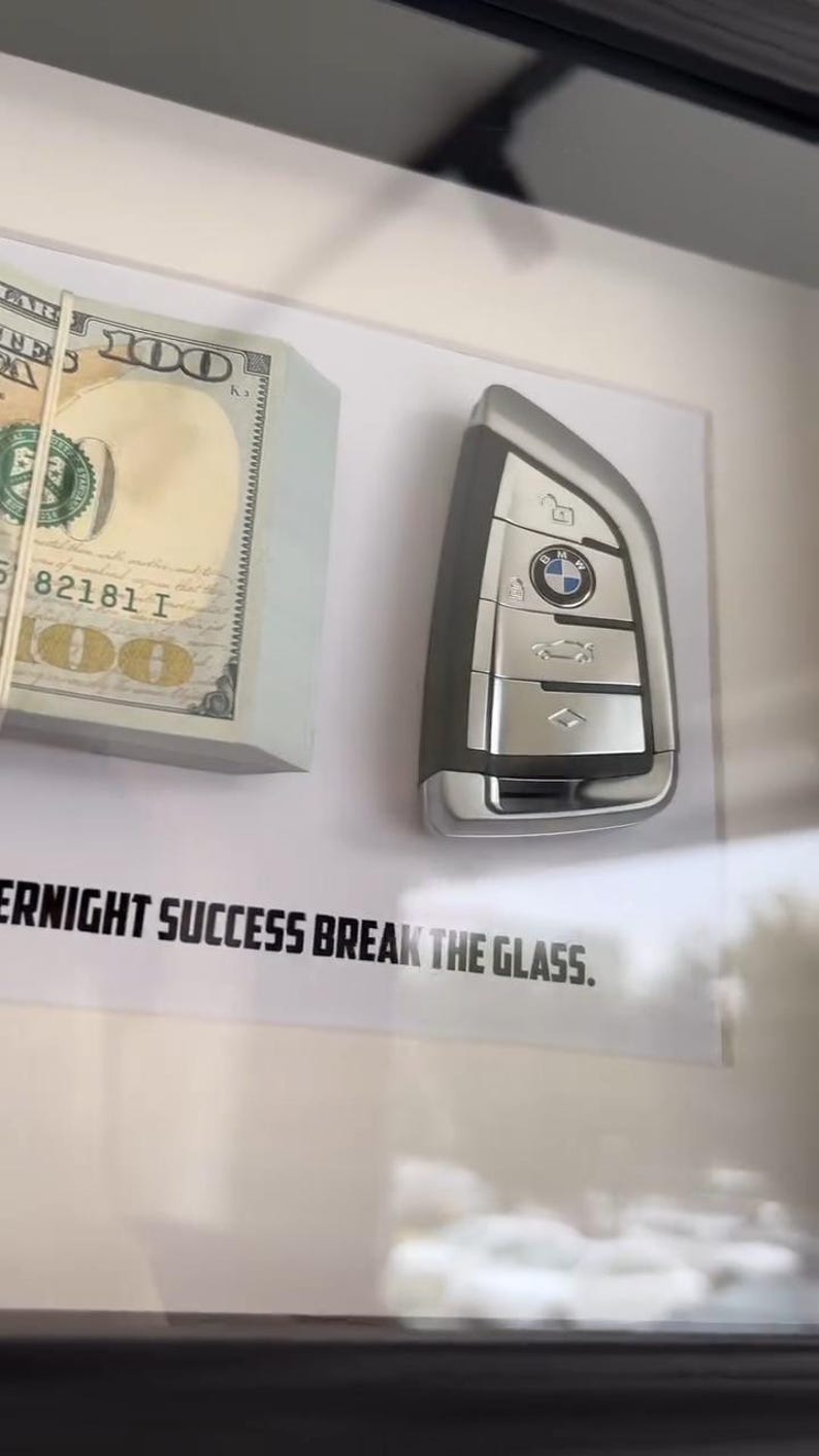 Ferrari, Porsche, BMW Key and Money Framed Decoration - With Your ...