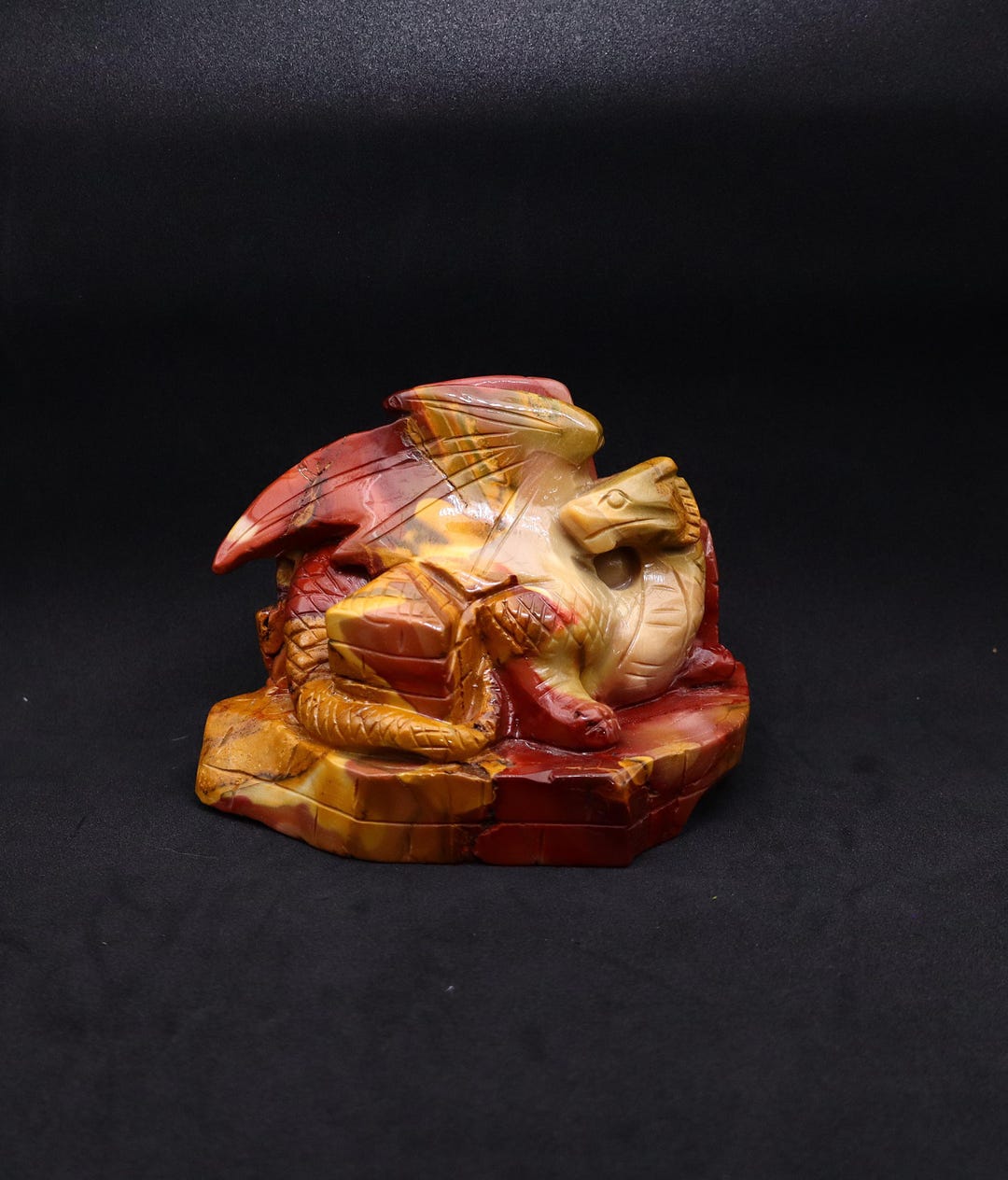 Mookaite Jasper Dragon on Castle Carving • Polished Stone Dragon - Etsy