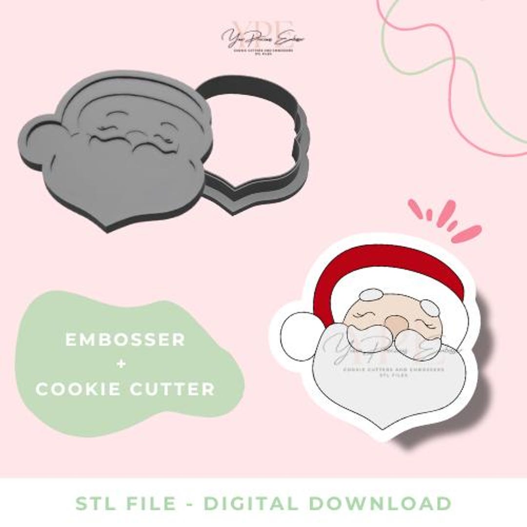 Santa Cutter, Santa Claus Embosser, STL File, Cutter, Cookie Cutter ...