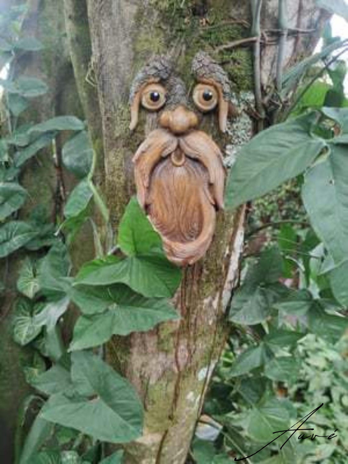 Tree Face Gnome Decor, Tree Monster Bird Feeder Face Garden Decoration ...