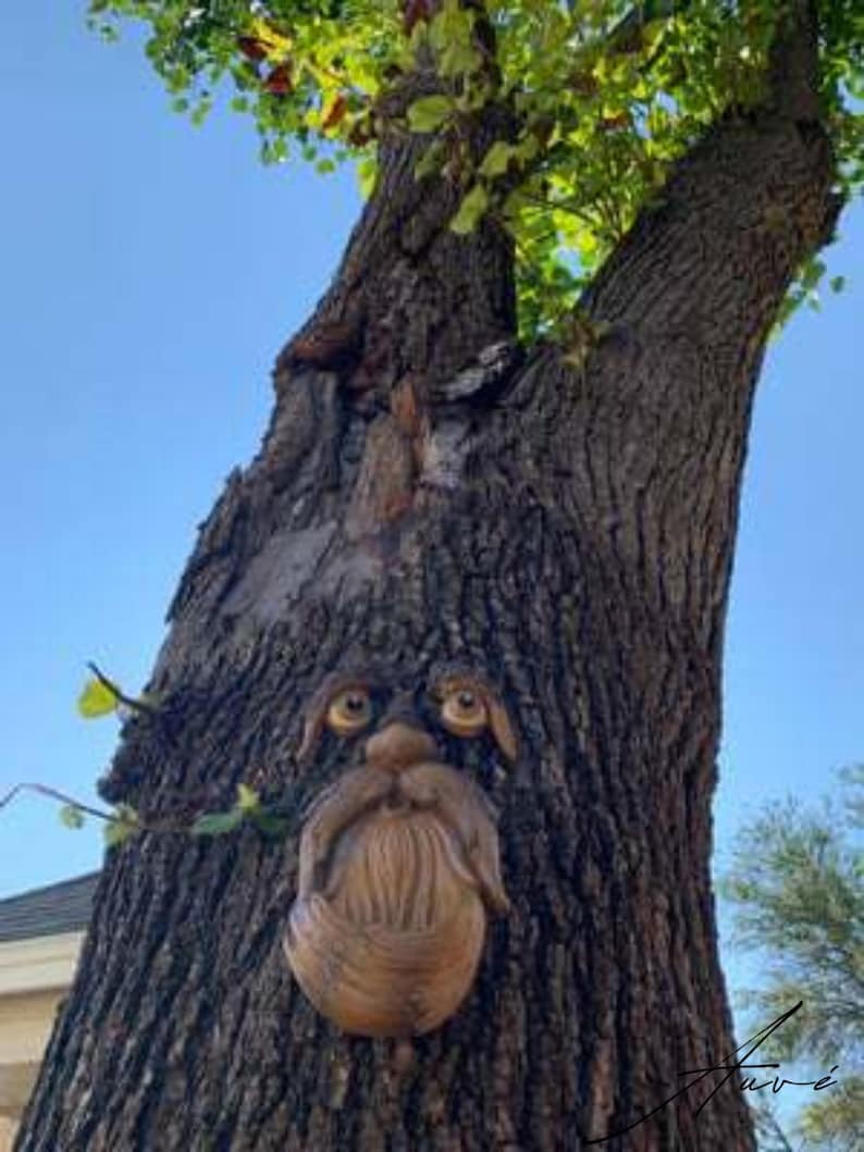 Tree Face Gnome Decor, Tree Monster Bird Feeder Face Garden Decoration ...