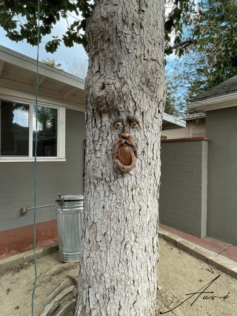 Tree Face Gnome Decor, Tree Monster Bird Feeder Face Garden Decoration ...