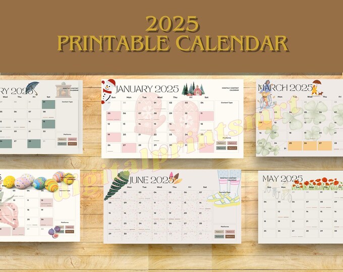 2025 Calendar Printable, Cute Kids Calendar 2025, Wall Calendar PDF ...