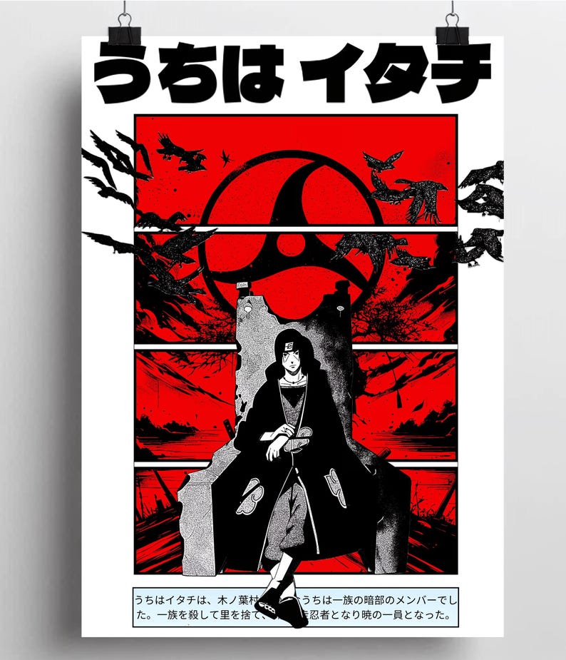Naruto Shippuden Itachi Uchiha Anime Poster Manga Art Print Itachi ...