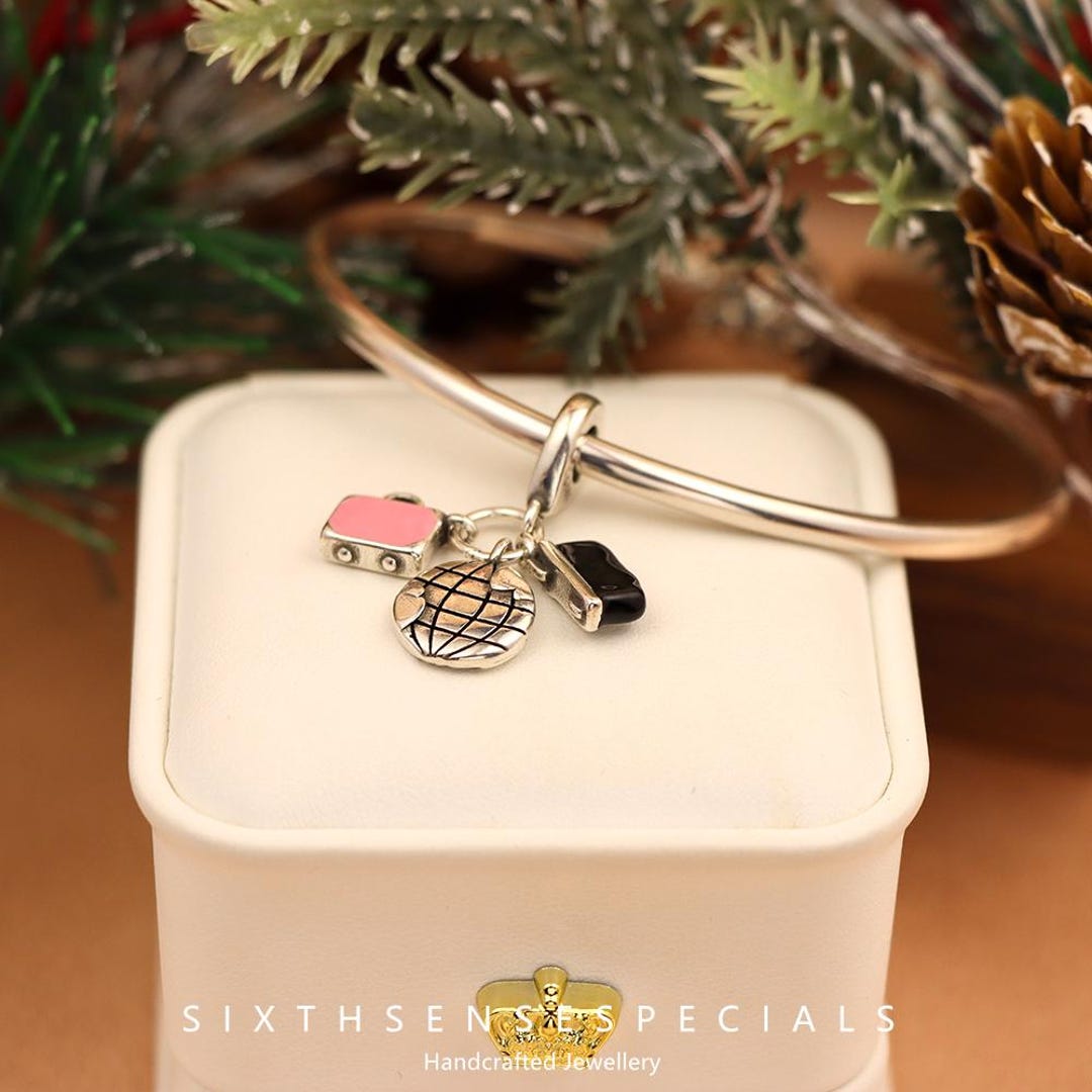 Pandora Style Sterling Silver Globe Camera Suitcase Pendant Charm for ...