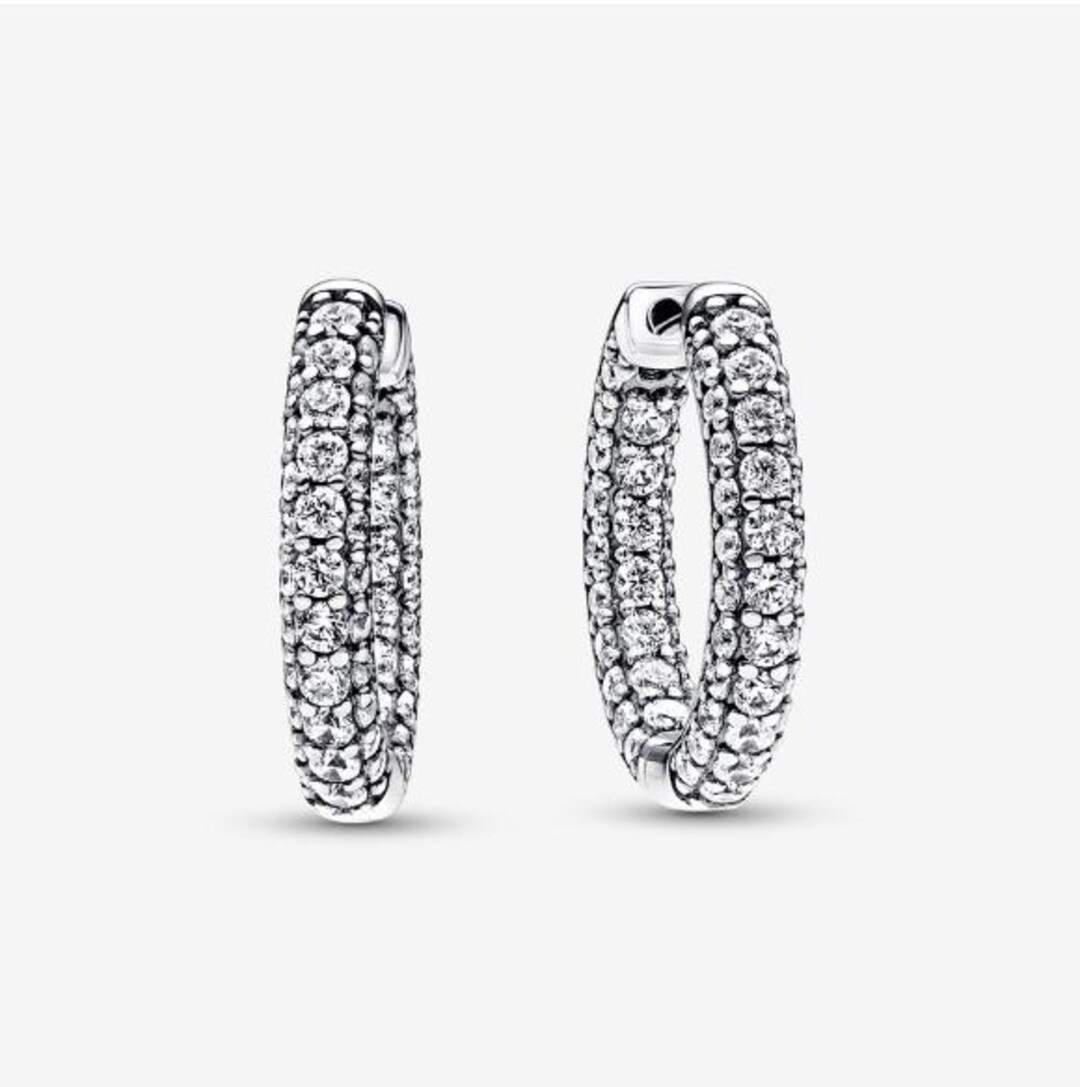Pandora Timeless Pavé Single-row Hoop Earrings ALE S925 Gift Bag - Etsy