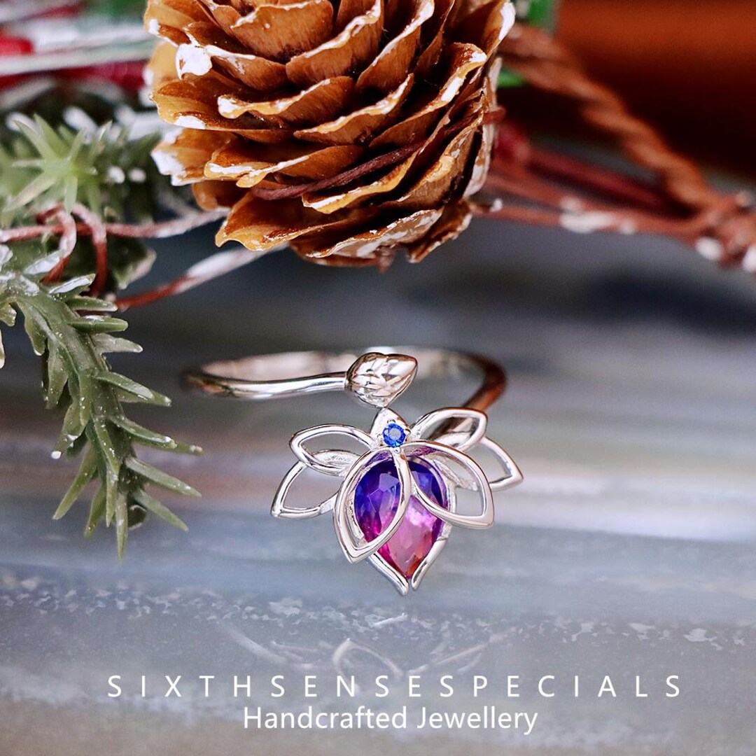Pandora Style Elegant Lotus Flower Adjustable Open Ring S925 Sterling ...