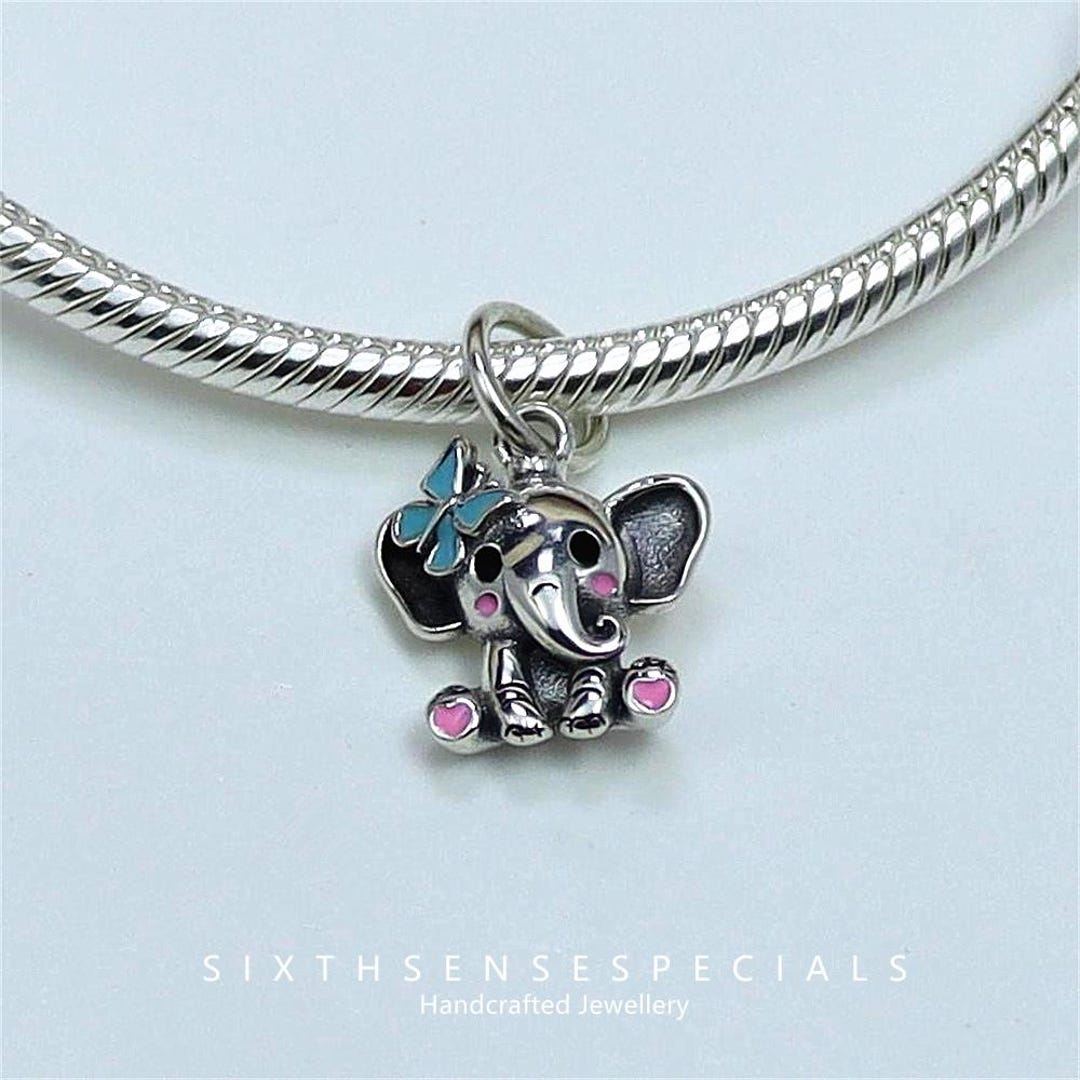 Fit Pandora S925 Sterling Silver Elephant Charm Handmade Beaded ...