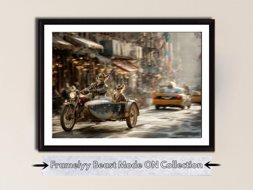 Funny Kangaroo Motorcycle Sidecar Animal Lover Poster (digital Download ...