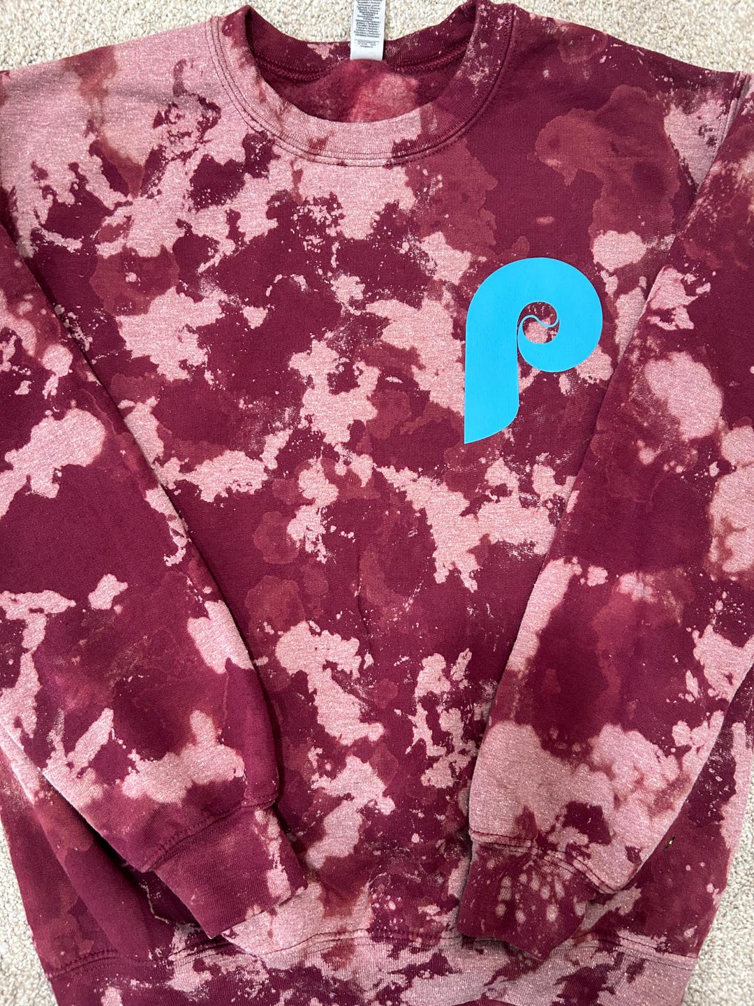 Unisex Phillies Crewneck Reverse Tie Dye Bleach Dye Etsy