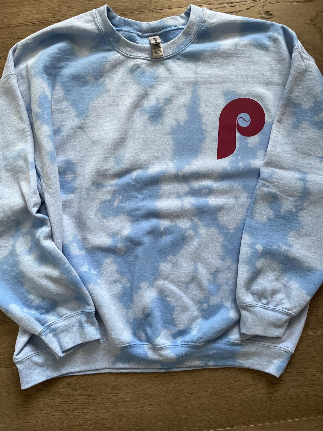 Unisex Phillies Reverse Tie Dye Crewneck Bleach Dye Etsy