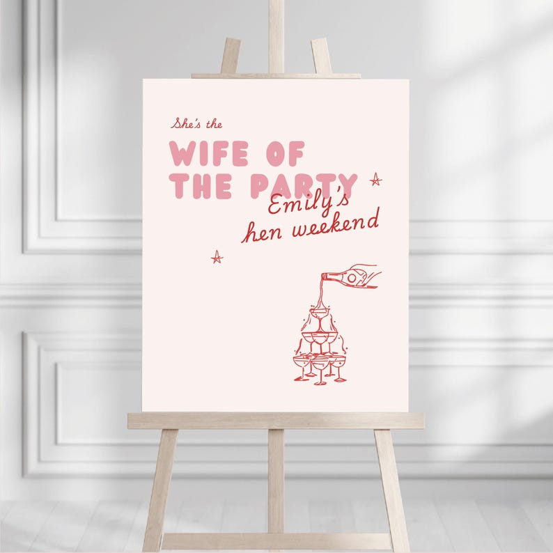 Editable Hen Bachelorette Party Welcome Board, Hen Do Welcome Sign ...