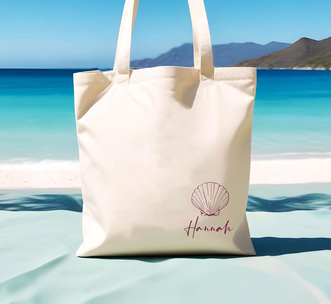 Shell Name Tote Coastal Tote Bag for Bachelorette Party Beach ...
