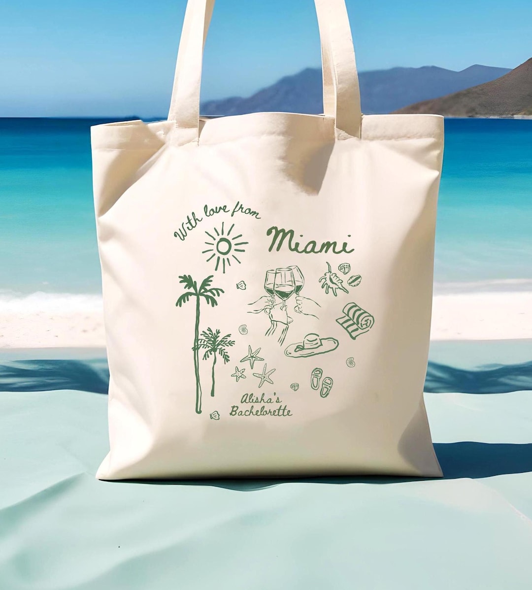 Personalized Miami Tote Bag: Tropical Wedding Welcome Favor - Etsy