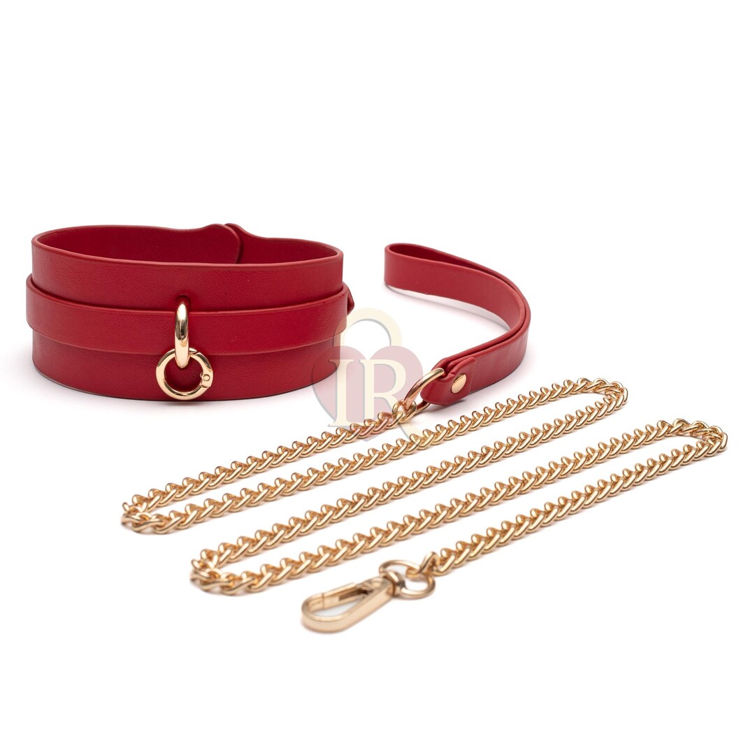 BDSM Collar in Premium Red Leather, High-end Restraints, Elegant ...