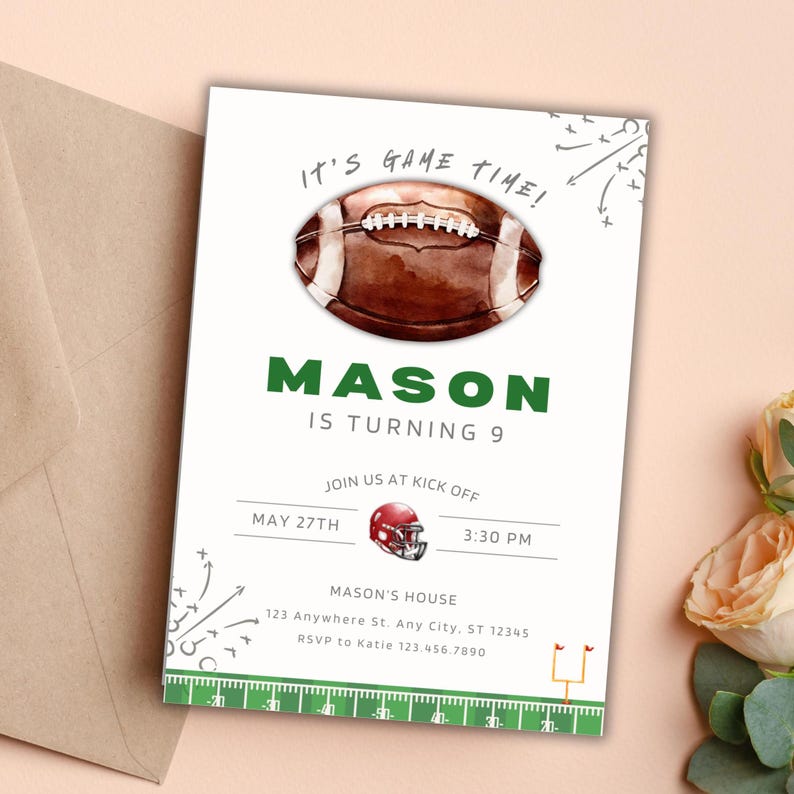 Editable Football Birthday Invitation Template, Printable Football ...