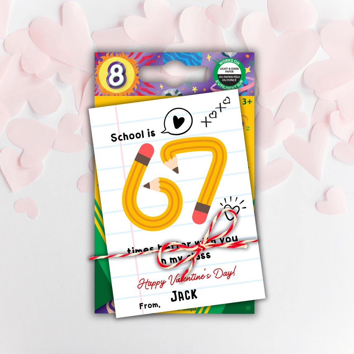 Valentine 67 Meme Cards Template, Printable Six Seven Slang School ...