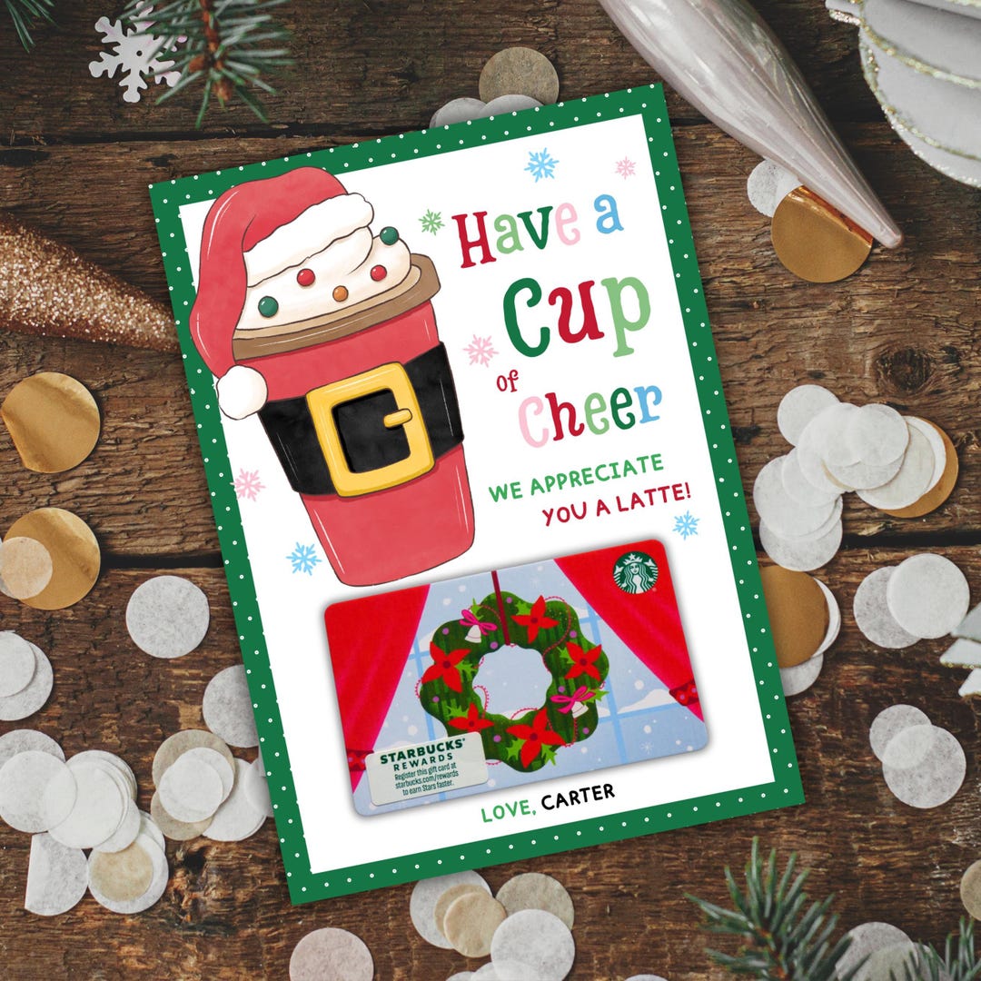 Printable Christmas Teacher Coffee Gift Card Holder, Teacher Holiday ...
