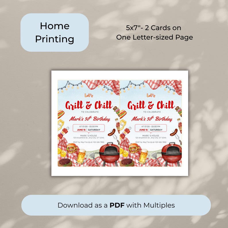 Editable BBQ Birthday Party Invitation, Barbeque Birthday Invite ...