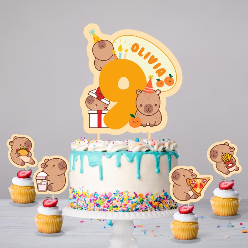 Personalized Capybara Birthday Cake Topper, Capybara Birthday Party ...