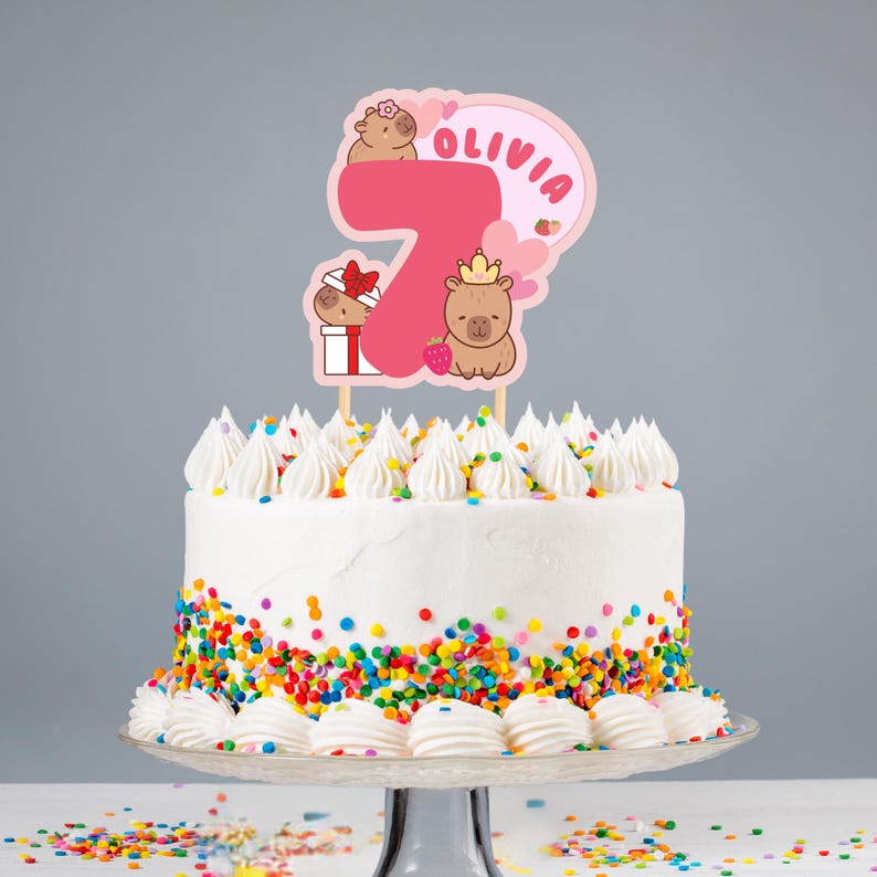 Personalized Capybara Birthday Cake Topper for Girls, Printable ...