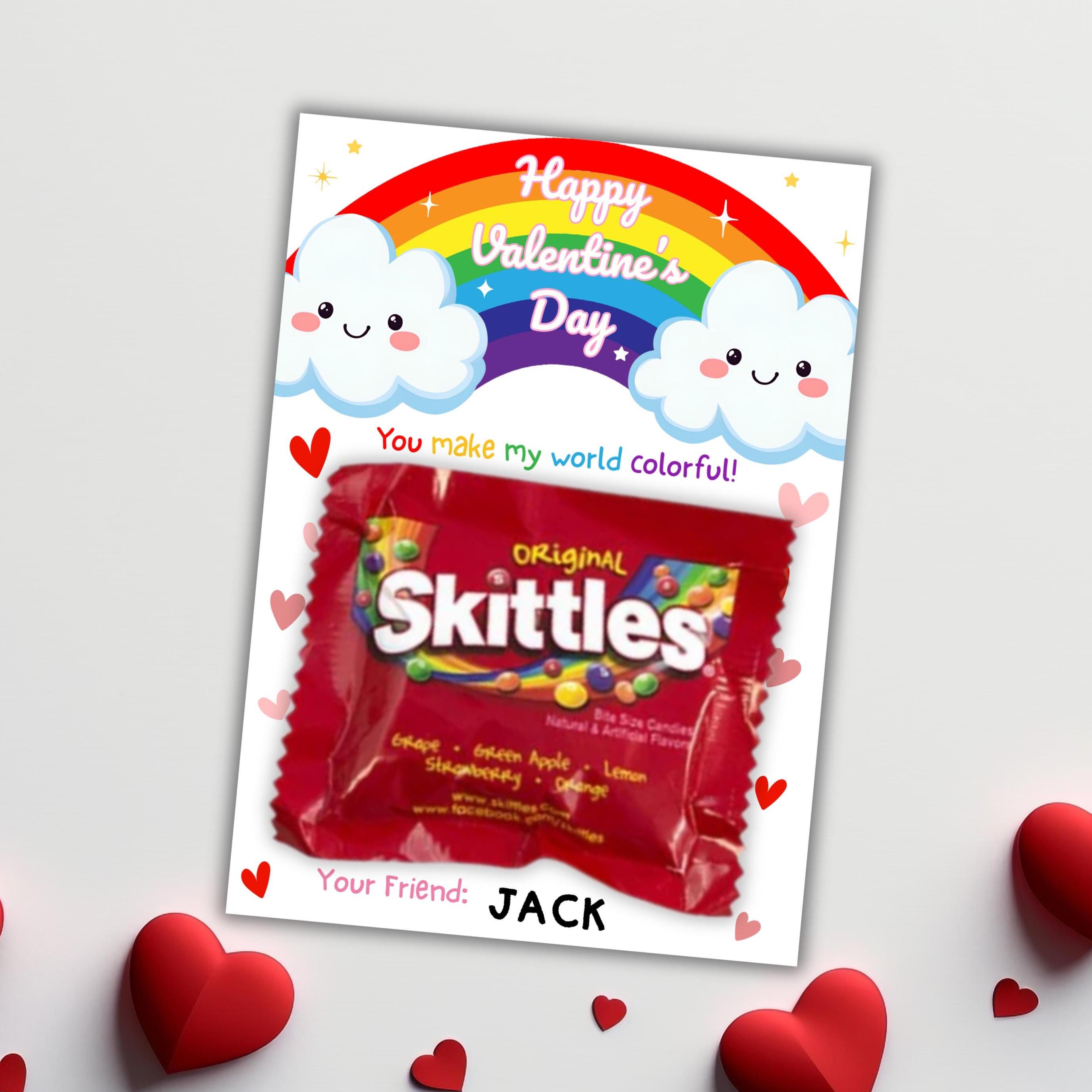 Rainbow Valentine Card, Printable Kids Classroom Exchange Template ...