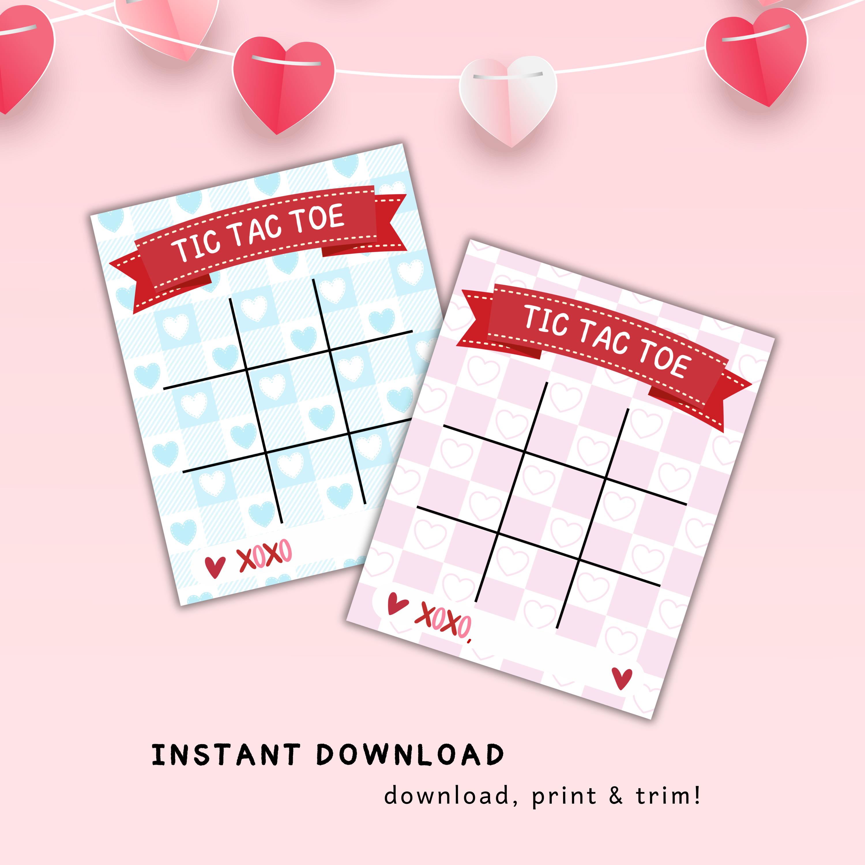 Printable Valentine Tic Tac Toe Cards, Kids Classroom Exchange, School ...