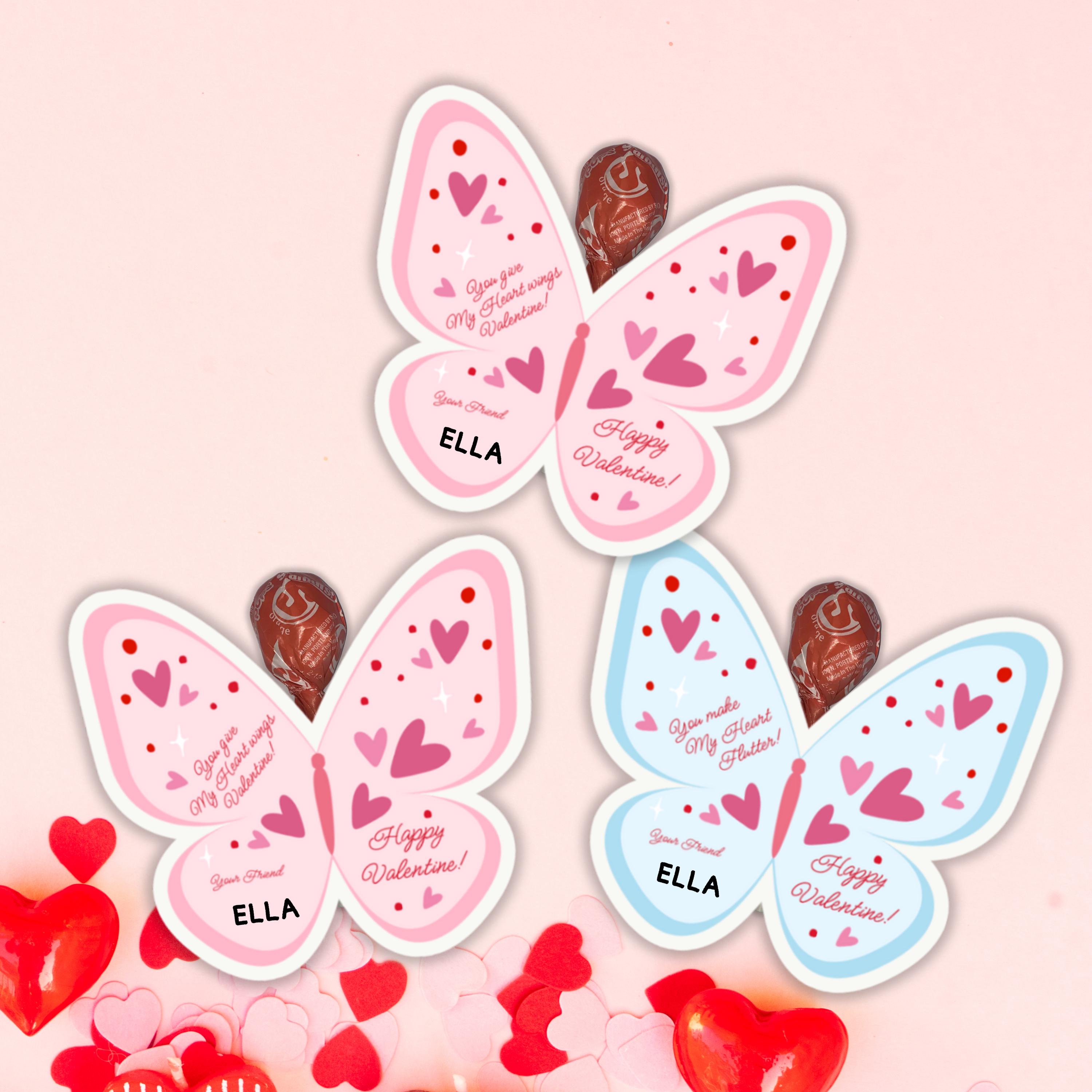 Butterfly Valentine's Day Lollipop Tags Template, Printable School ...