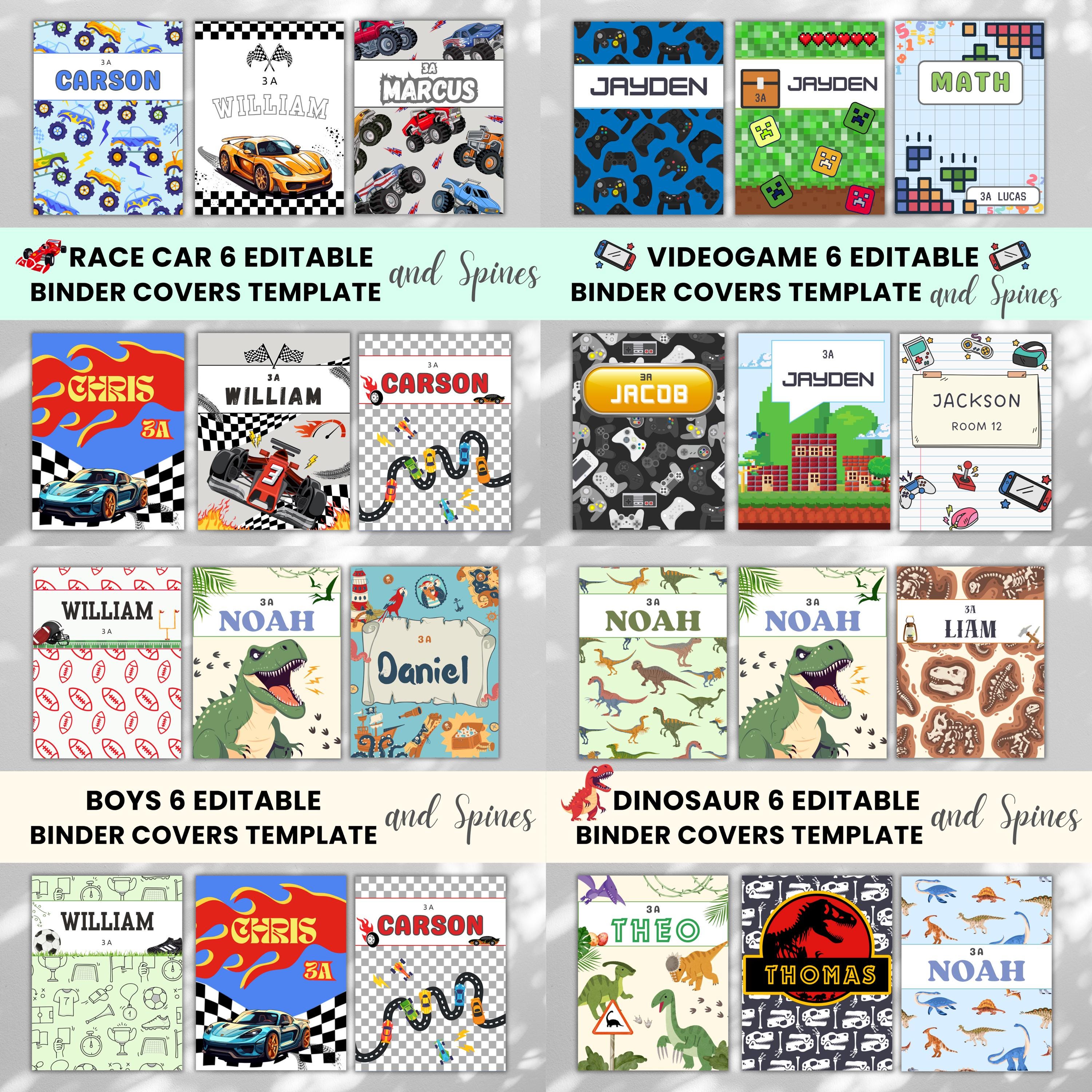 Editable Binder Covers and Spines for Girl, Personalised Binder Cover ...