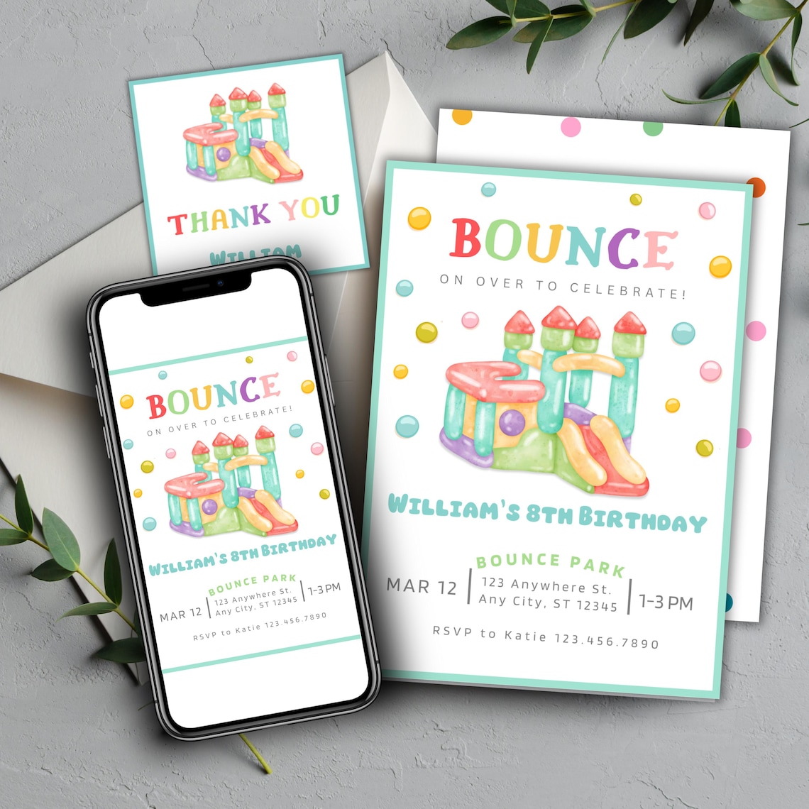 Editable Bounce House Birthday Party Invitation Template, Bouncy Castle ...