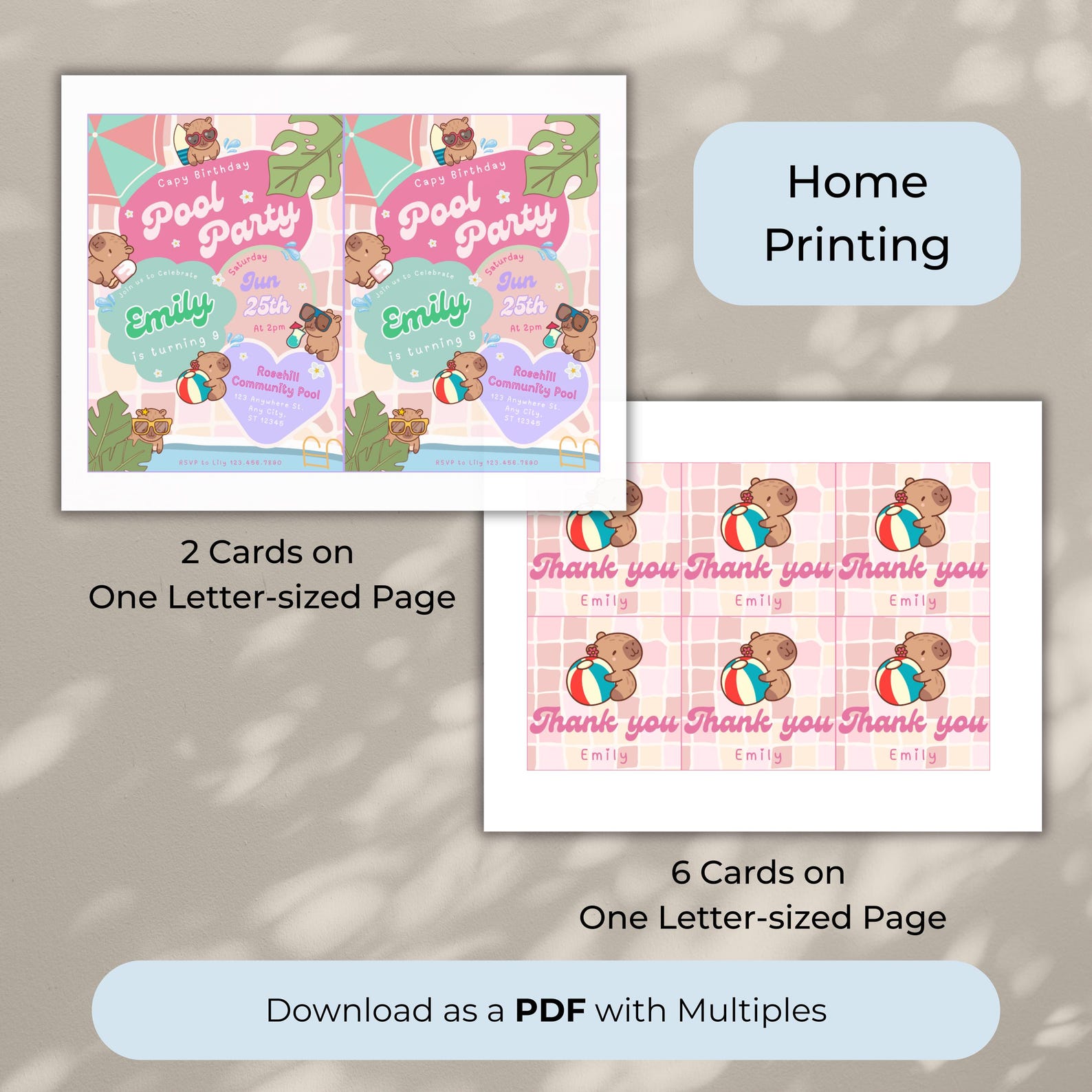 Editable Capybara Pool Party Birthday Invitation, Girl Pool Birthday ...