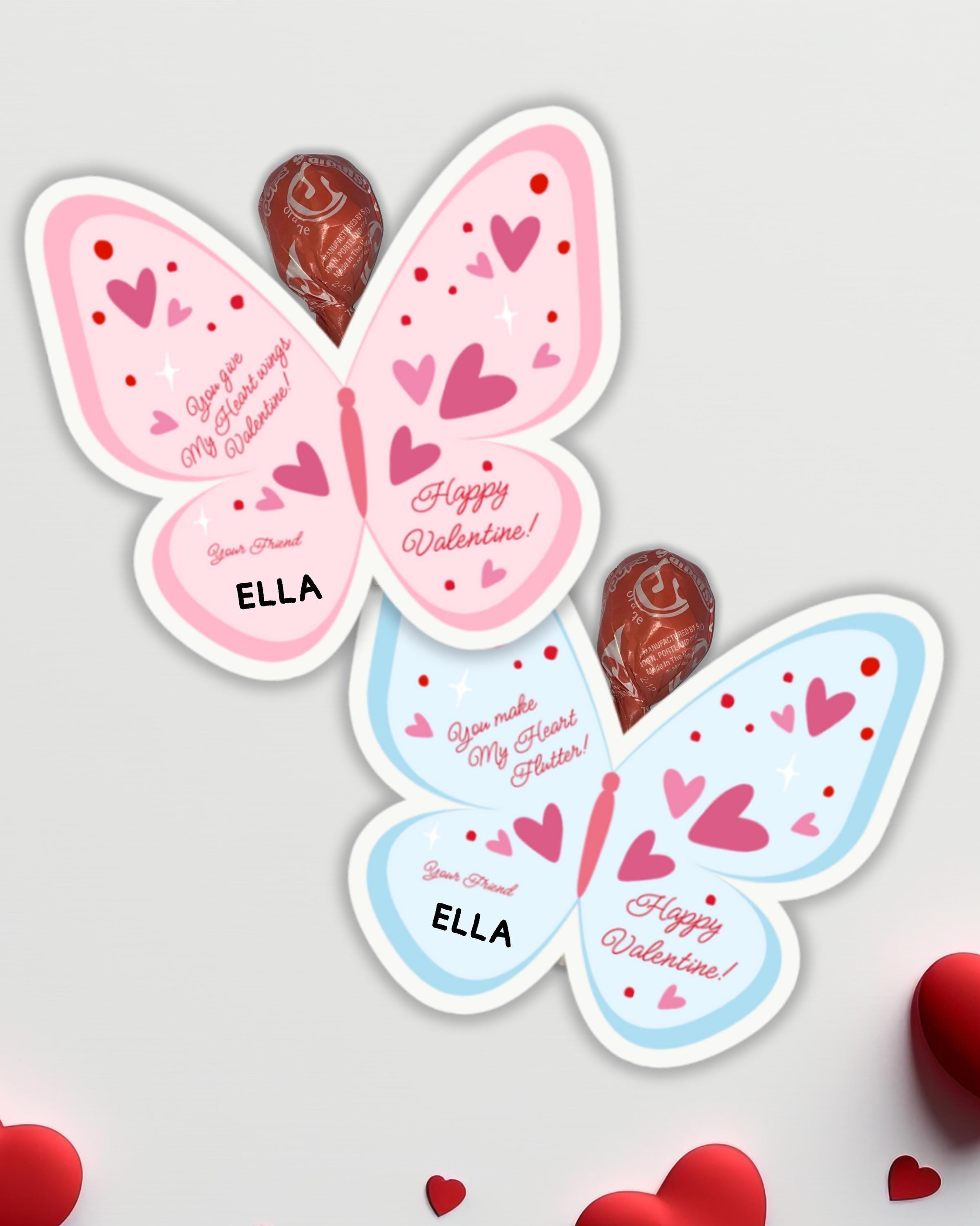 Butterfly Valentine's Day Lollipop Tags Template, Printable School ...