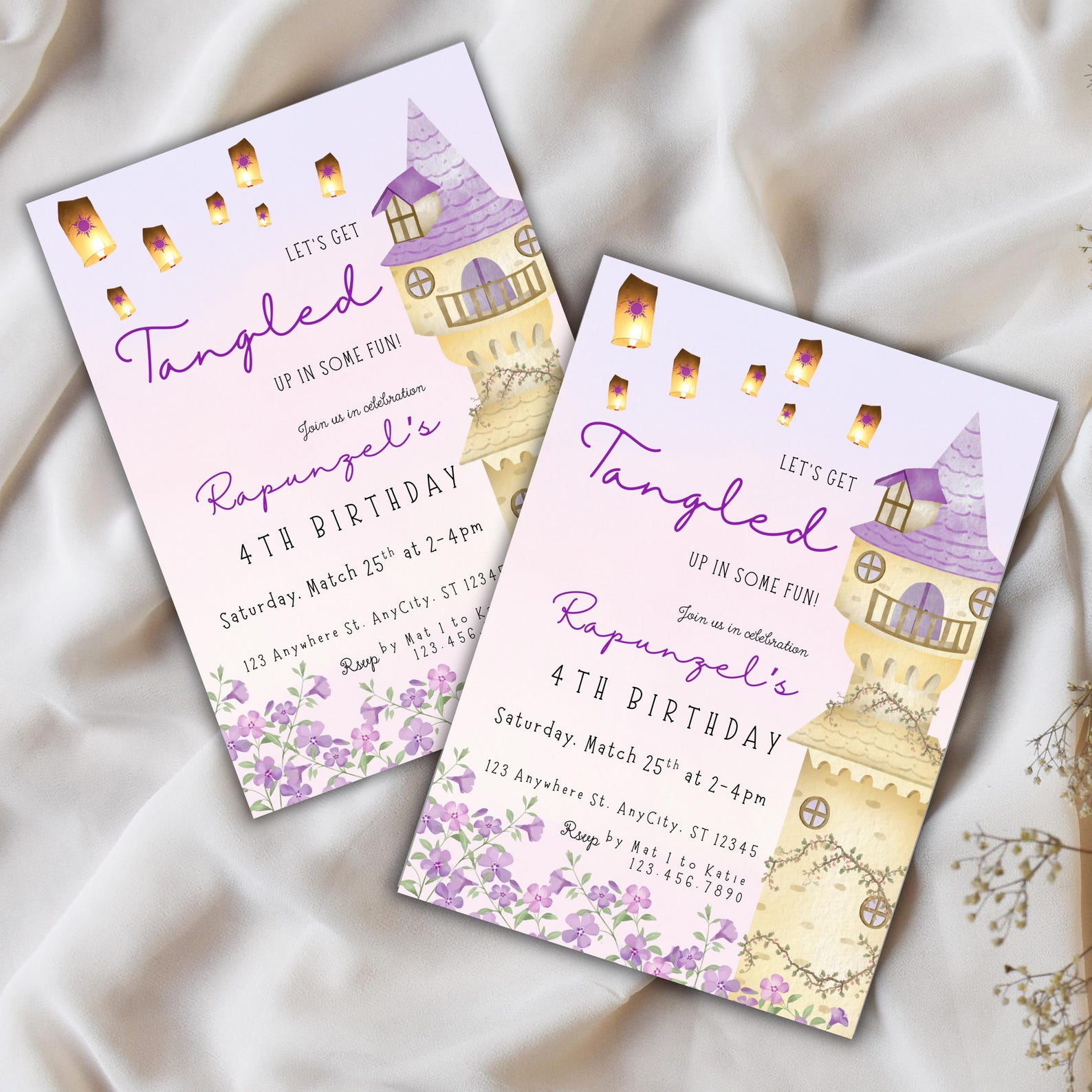 Editable Tangled Rapunzel Birthday Invitation, Princess Party Invite ...