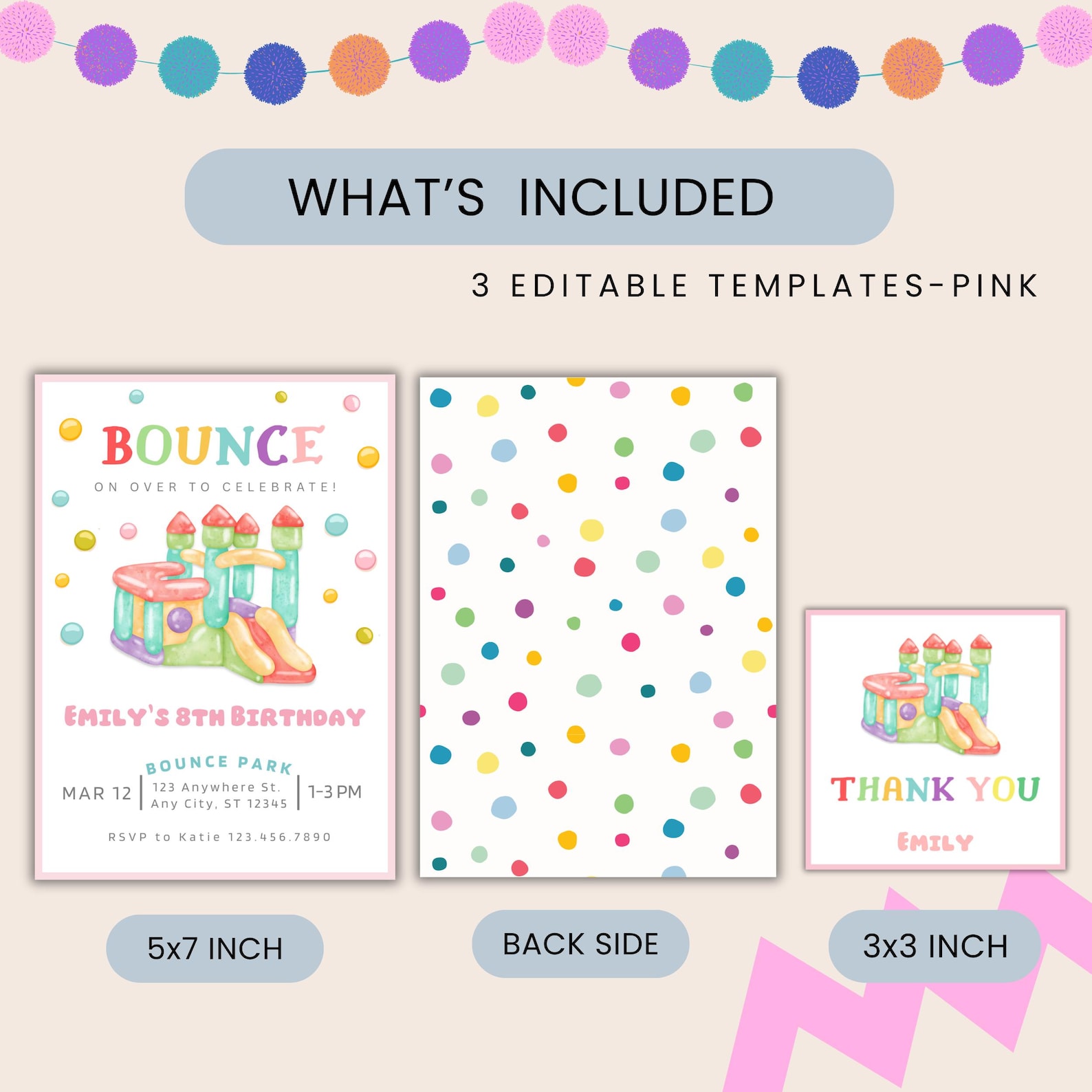 Editable Bounce House Birthday Party Invitation Template, Bouncy Castle ...