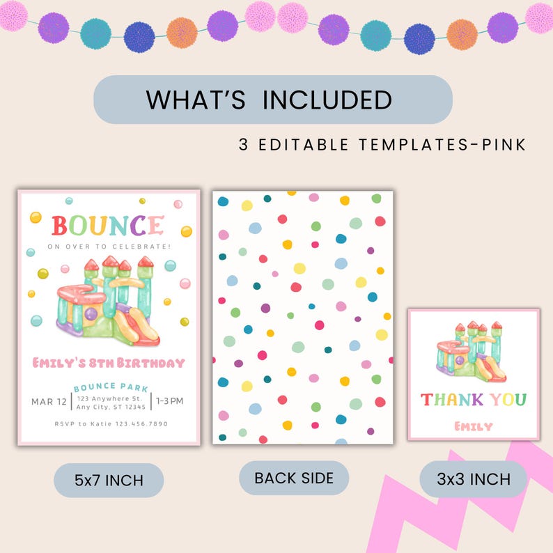 Editable Bounce House Birthday Party Invitation Template, Bouncy Castle ...