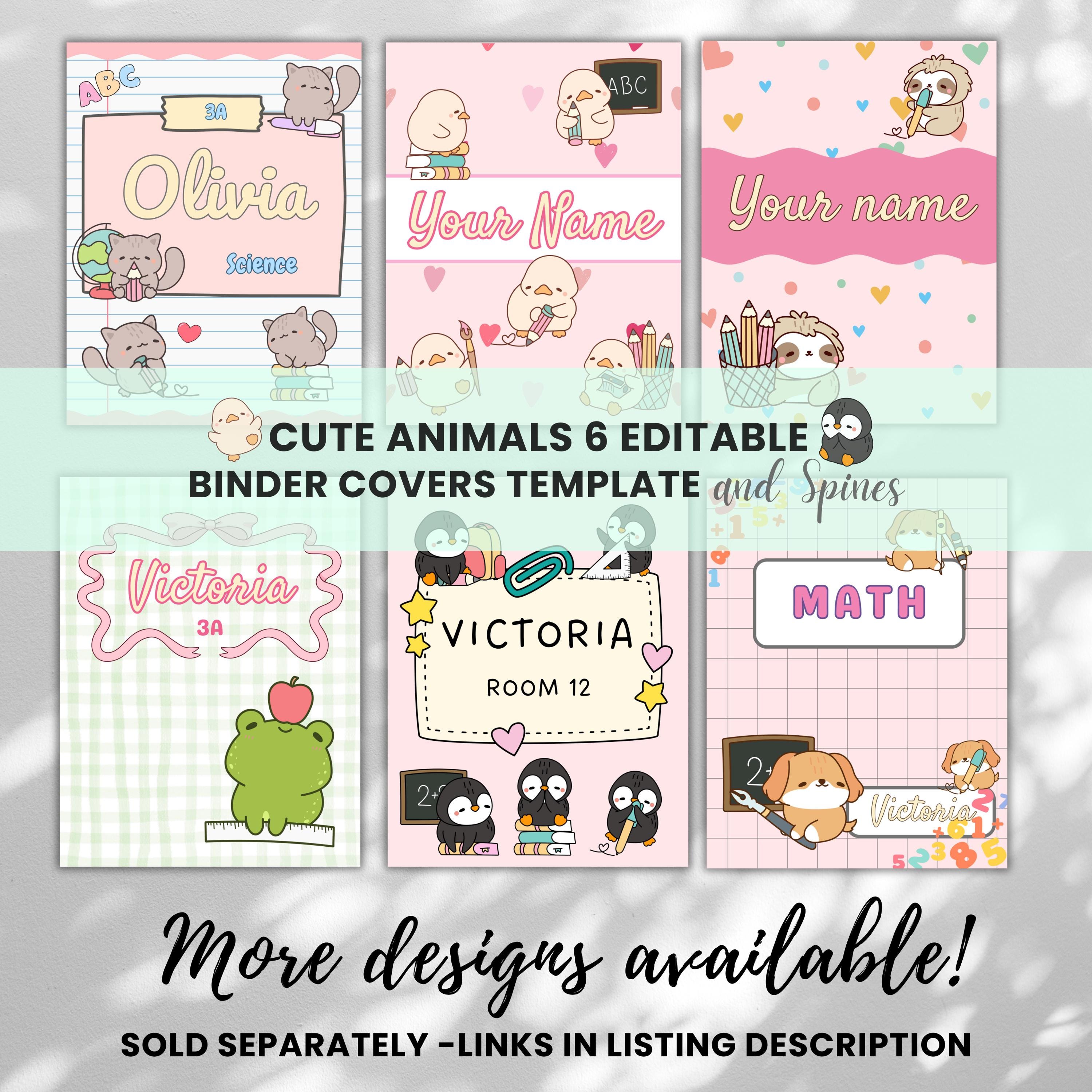 Editable Binder Covers and Spines for Girl, Personalised Binder Cover ...