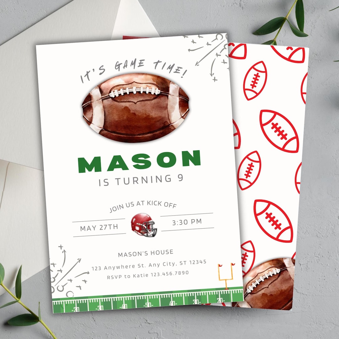 Editable Football Birthday Invitation Template, Printable Football ...