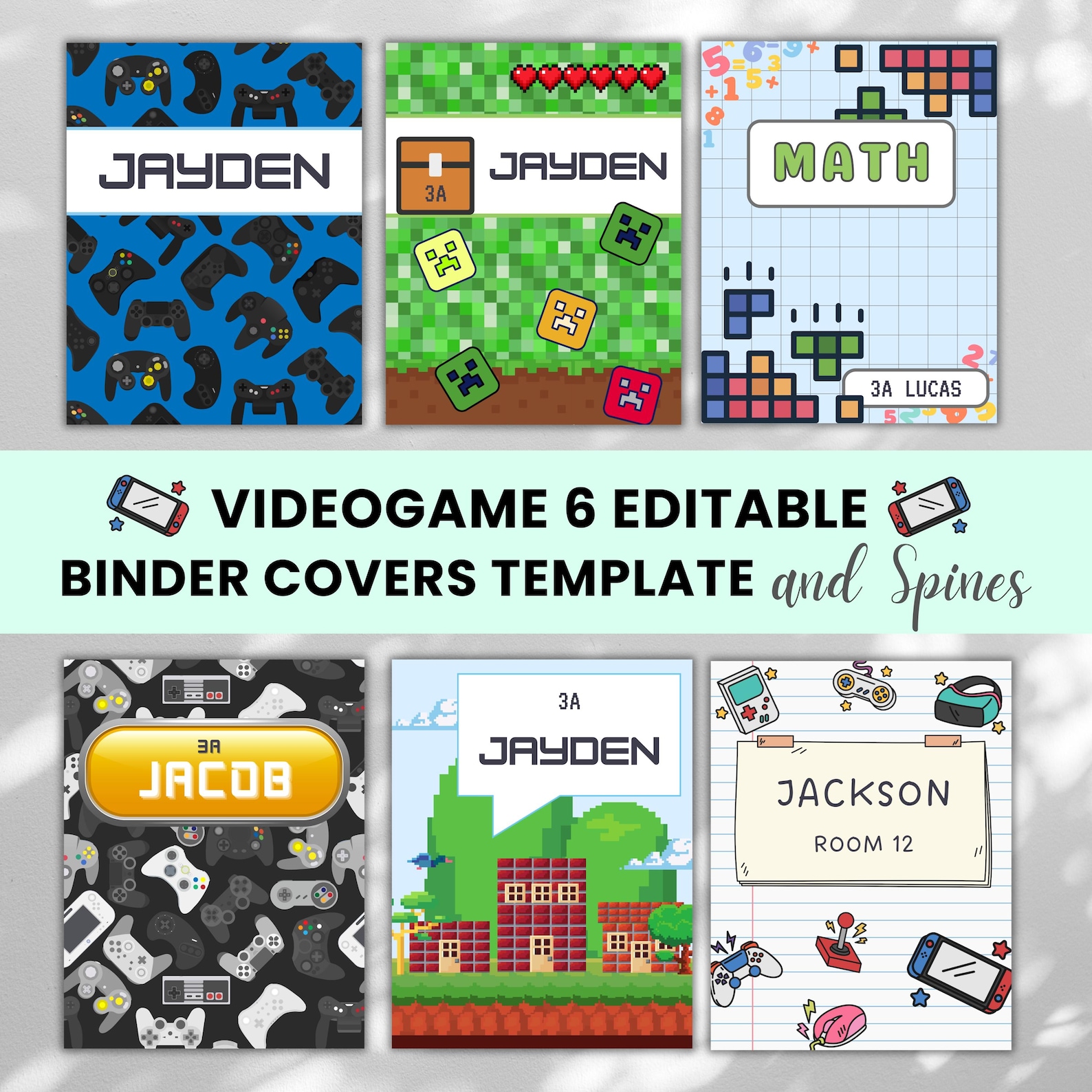 Editable Videogame Binder Covers and Spines for Boy, Personalised Boy ...