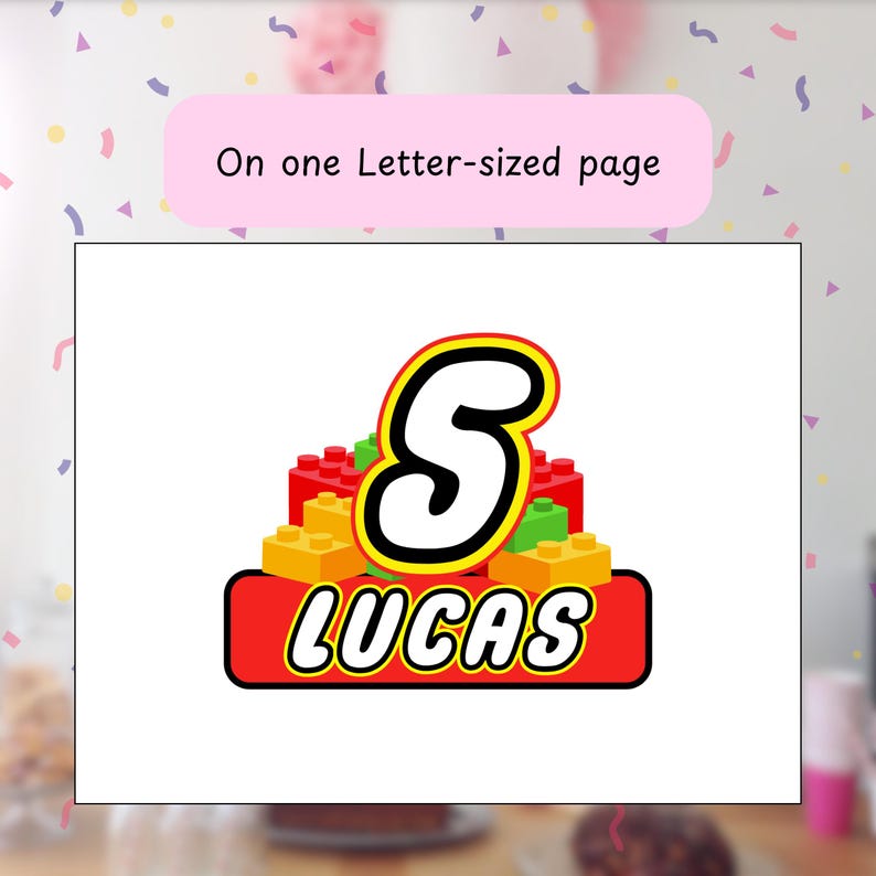 Personalized Printable Block Birthday Cake Topper, Building Blocks ...